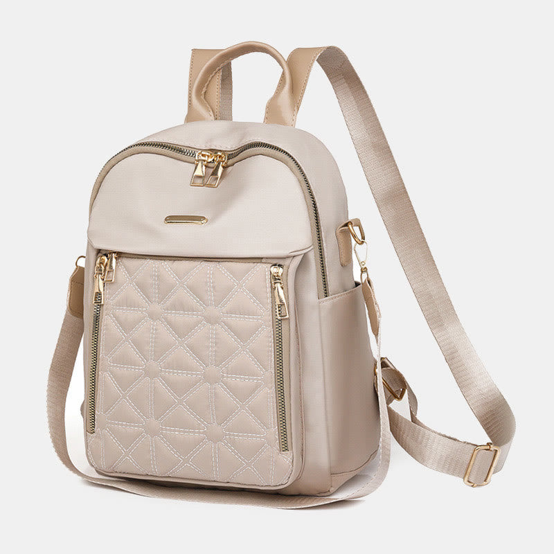 Multi-Pocket Quilted Backpack Shoulder Bag for Women with Shoulder Str ...