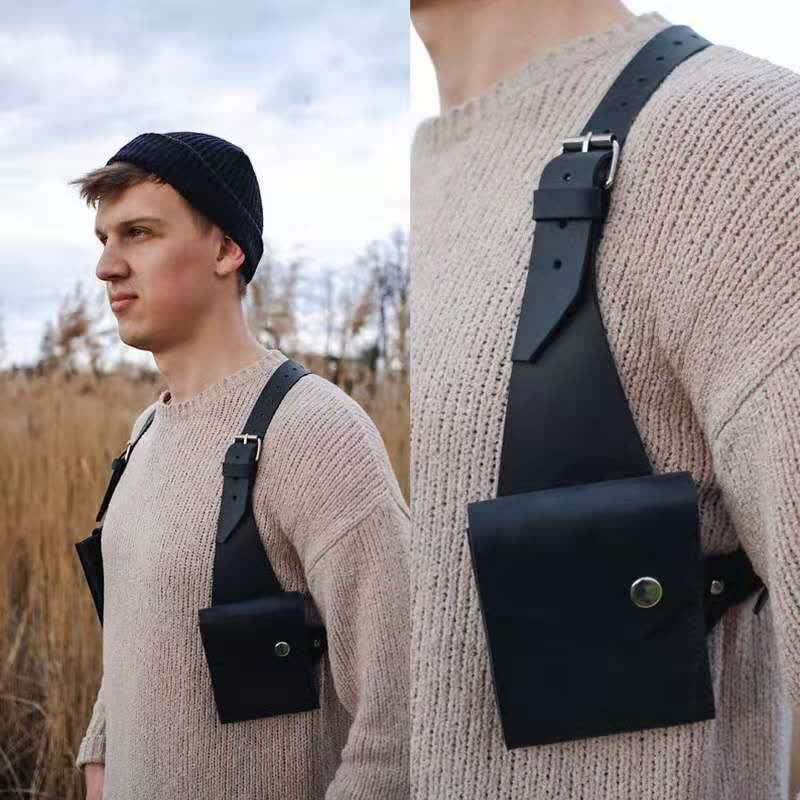 Armpit Bag for Men Leather Underarm Strap Hidden Shoulder Bag – Esensbuy