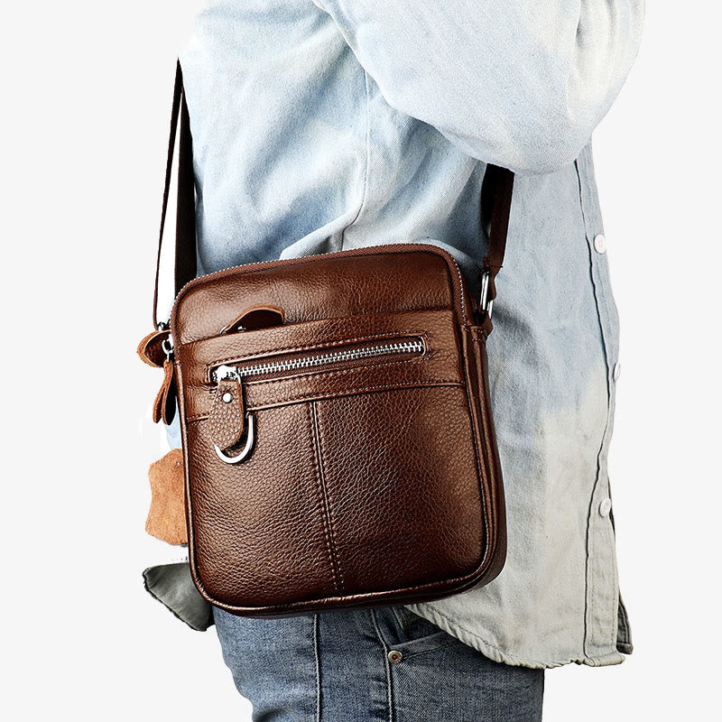 Crossbody Man Purse Minimalist Genuine Leather Single Shoulder Bag ...