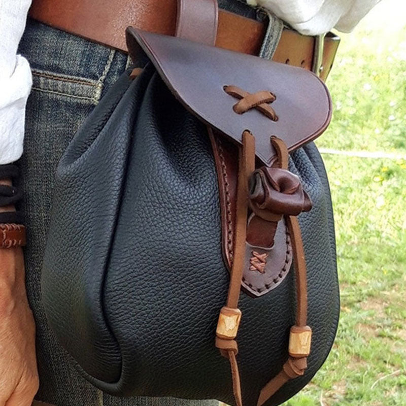Retro Medieval Leather Waist Bag Drawstring Belt Pouch Holster EDC ...
